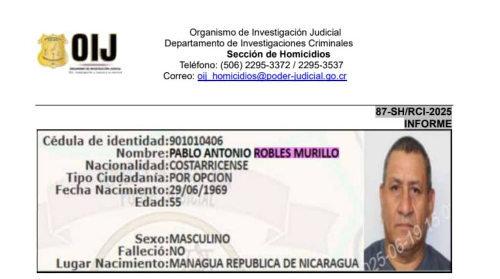Pablo Antonio Robles Murillo, el presunto “cerebro” del asesinato de Samcam está en Nicaragua